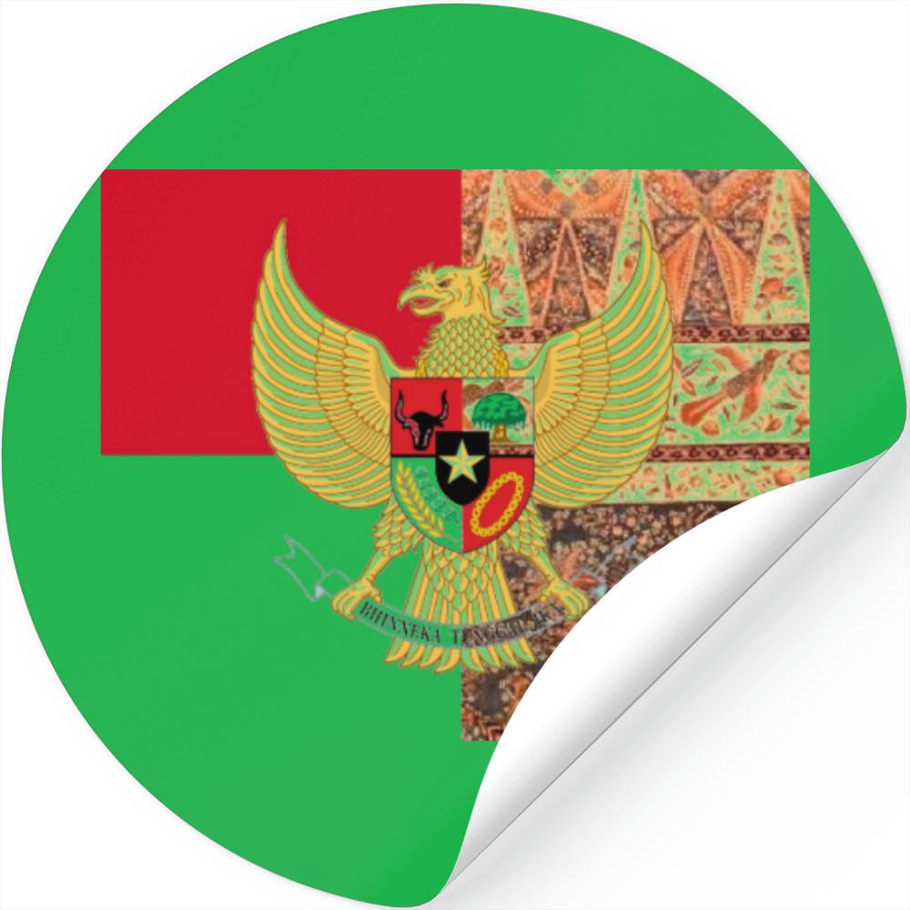 Emblem Of Indonesia - Garuda Pancasila Batik Flag Stickers