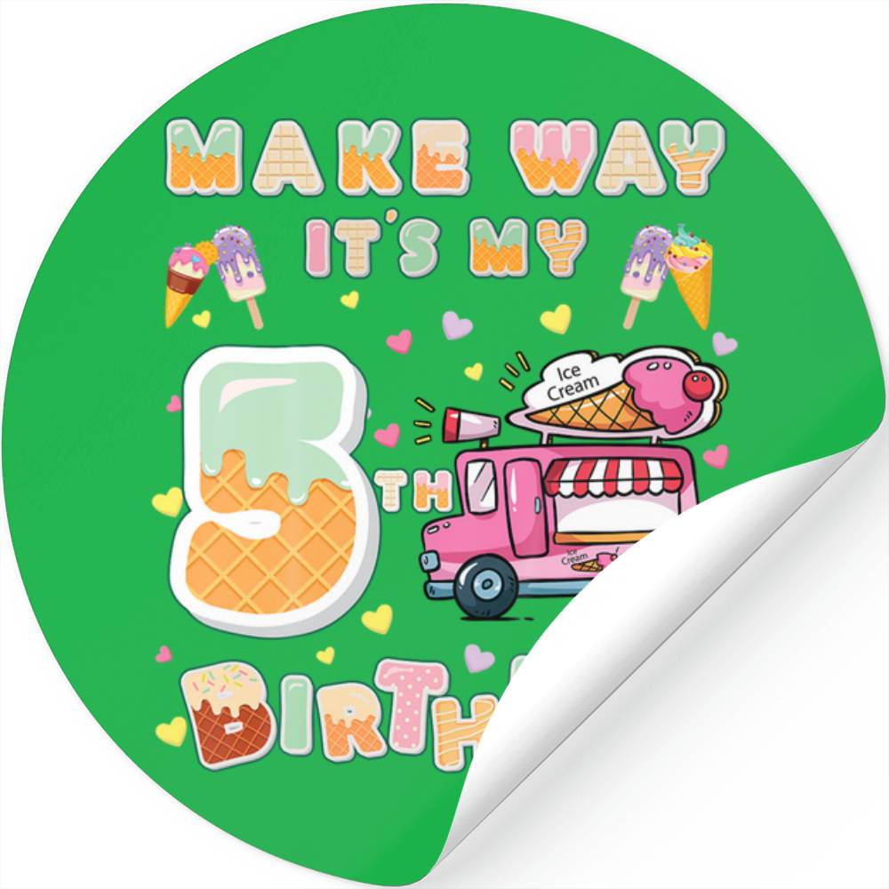 Kids Make Way It's My 5Th Birthday Ice Cream Truck Stickers