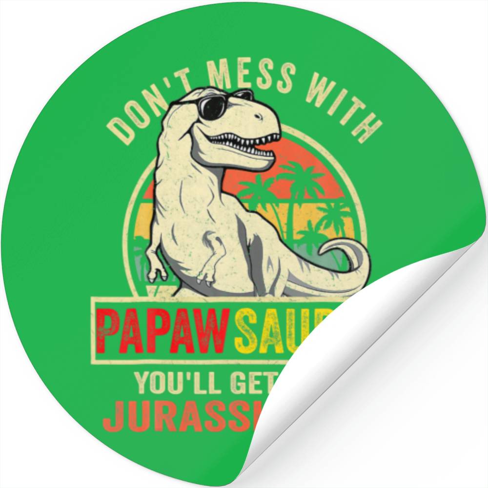 Papawsaurus T Rex Dinosaur Papaw Saurus Family Mat Stickers