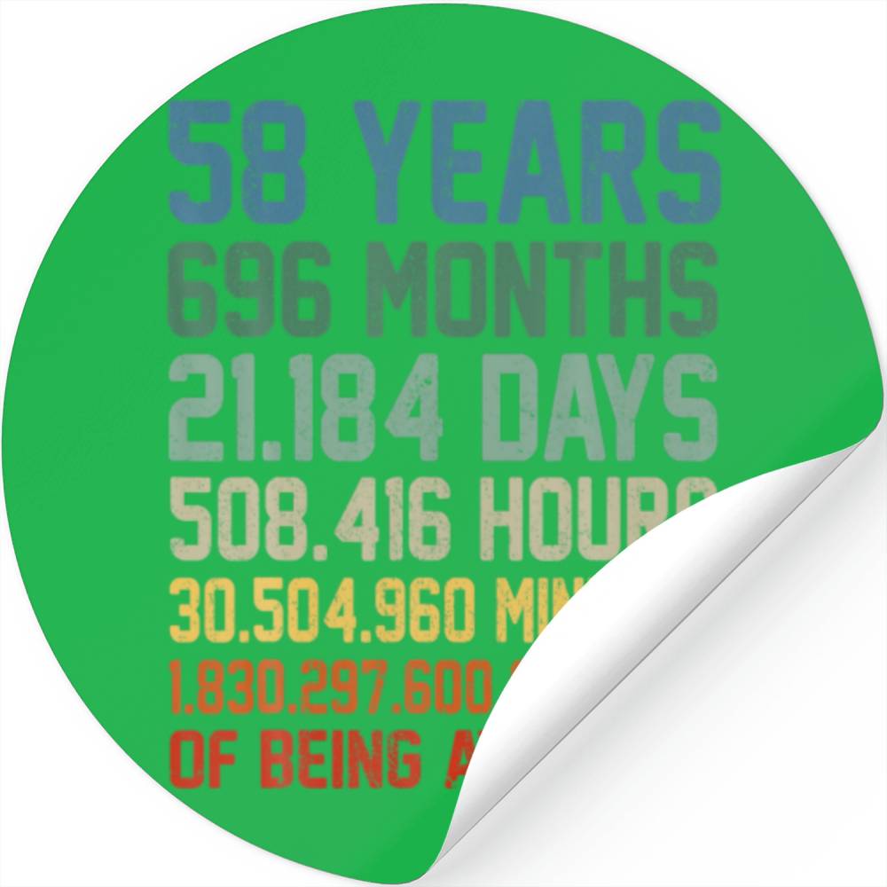 Turning 58 Years Old 58Th Birthday Decorations Bda Stickers