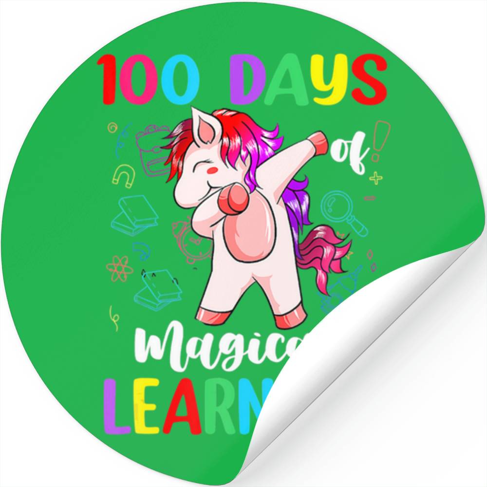 100Th Day Of School Unicorn Girls 100 Days Of Scho Stickers