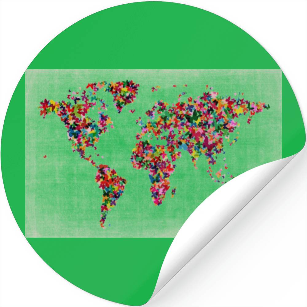 Butterflies Map Of The World Map Stickers