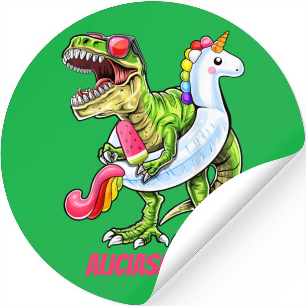 Personalized NameoSaurus Cool T-Rex Ready For Summ Stickers
