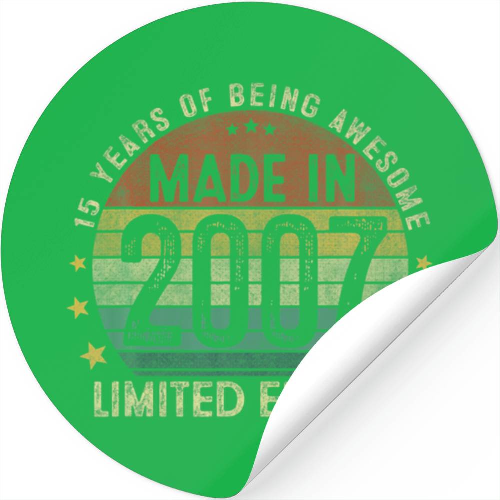 Vintage Made In 2007 15 Year Old 15Th Birthday Gif Stickers