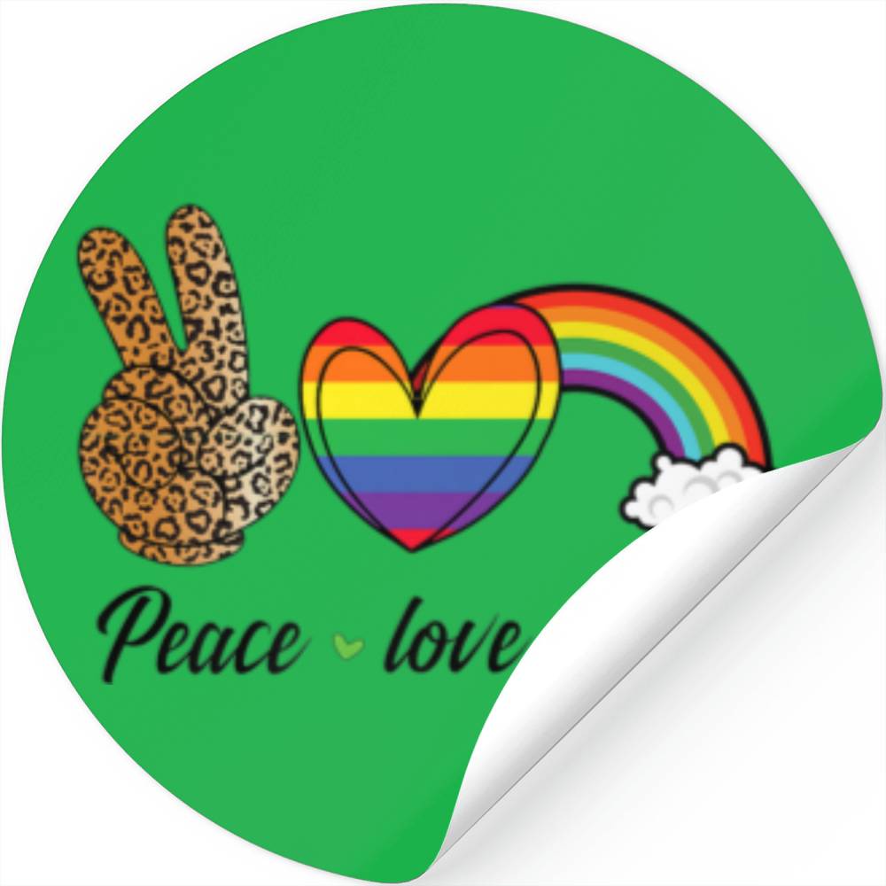 Pride Month Peace Love LGBT Rainbow Flag Stickers