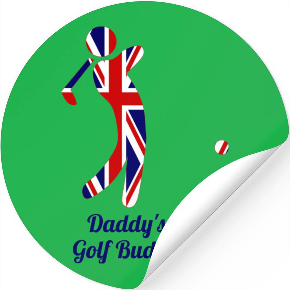 Daddy's Golf Buddy | Union Jack Flag Golf Player Stickers