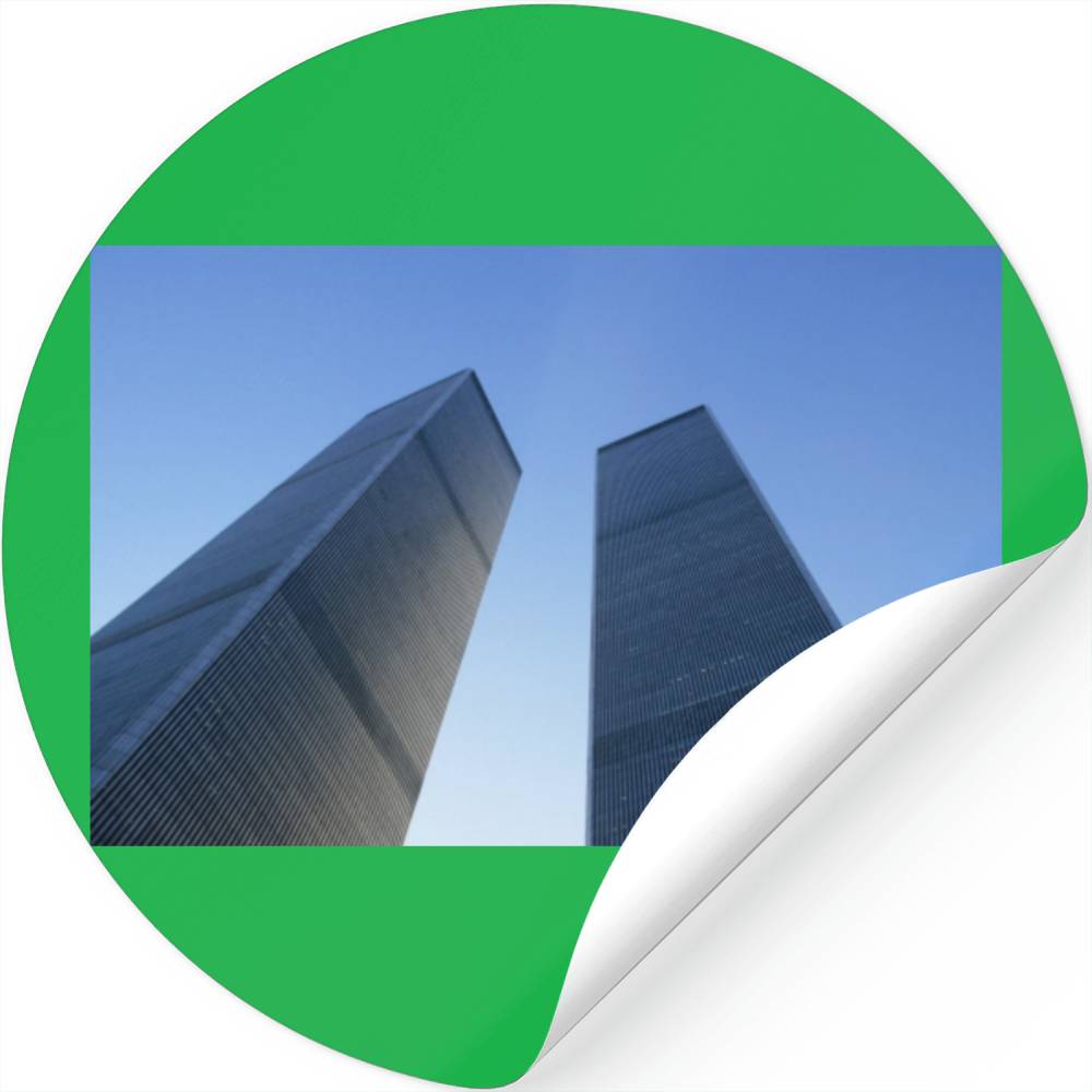 New York, USA. View Up At Twin Towers Of The Stickers