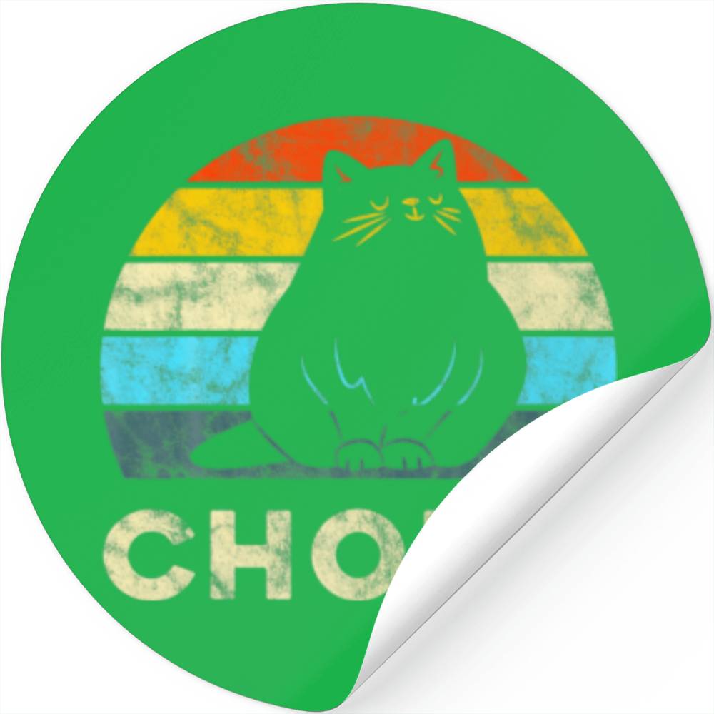Retro Vintage Sunset Funny Cat Meme Chonk Cat For Stickers