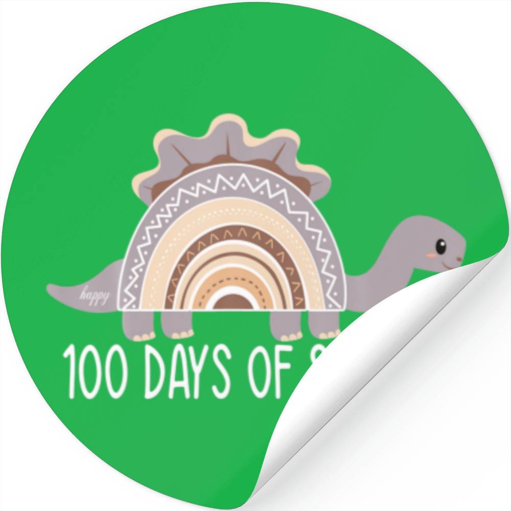 100 Days Of School CUTE Dinosaur Boys 100 Days Of Stickers