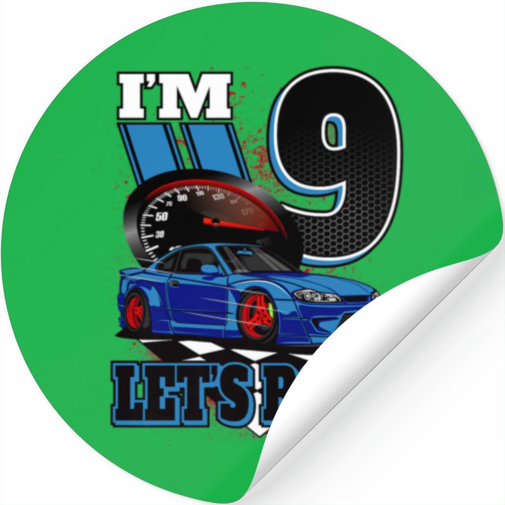 Kids 9 Year Old Race Car Birthday 9Th Birthday Rac Stickers