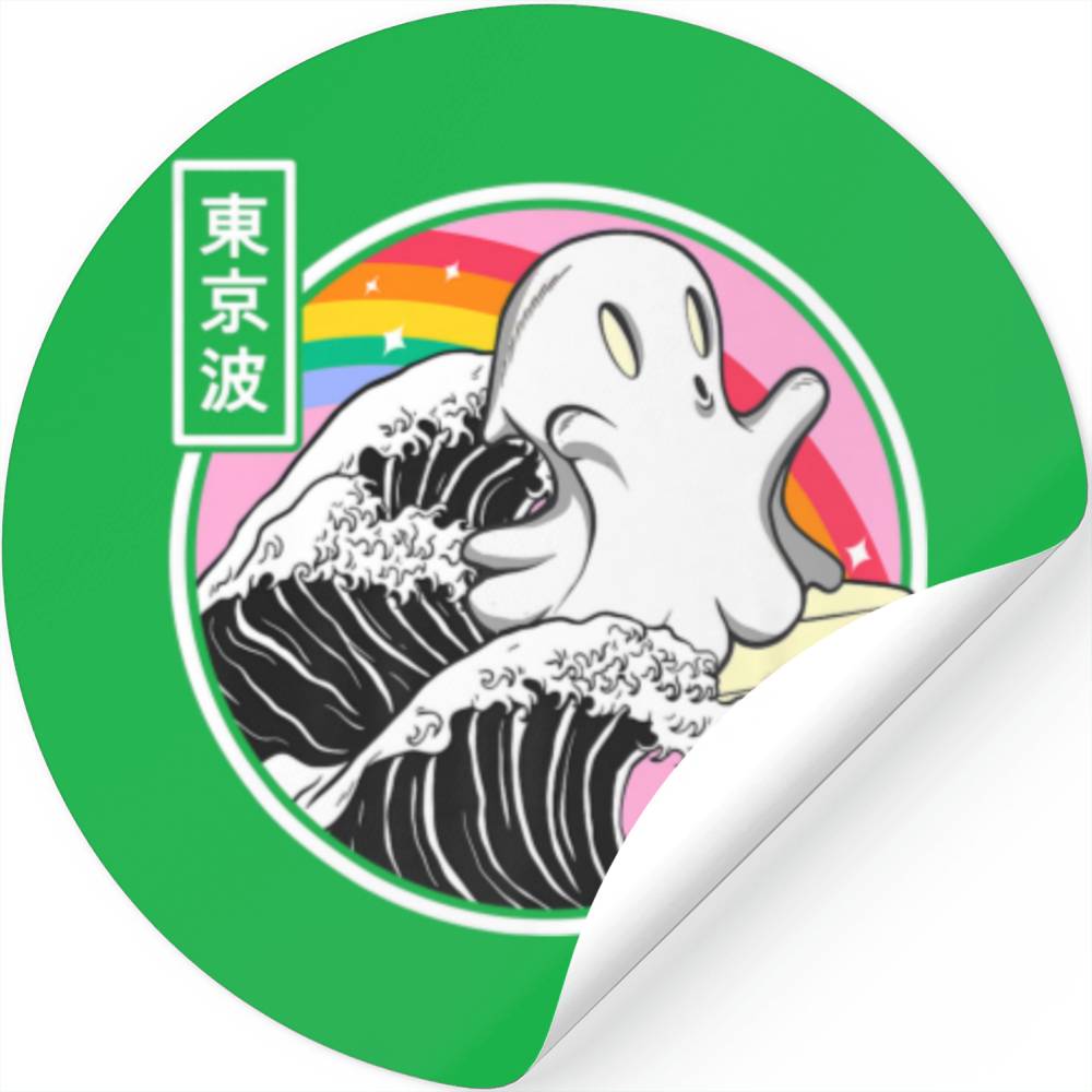 Surfing Ghost Japan Kanagawa Wave Kawaii Anime Vap Stickers