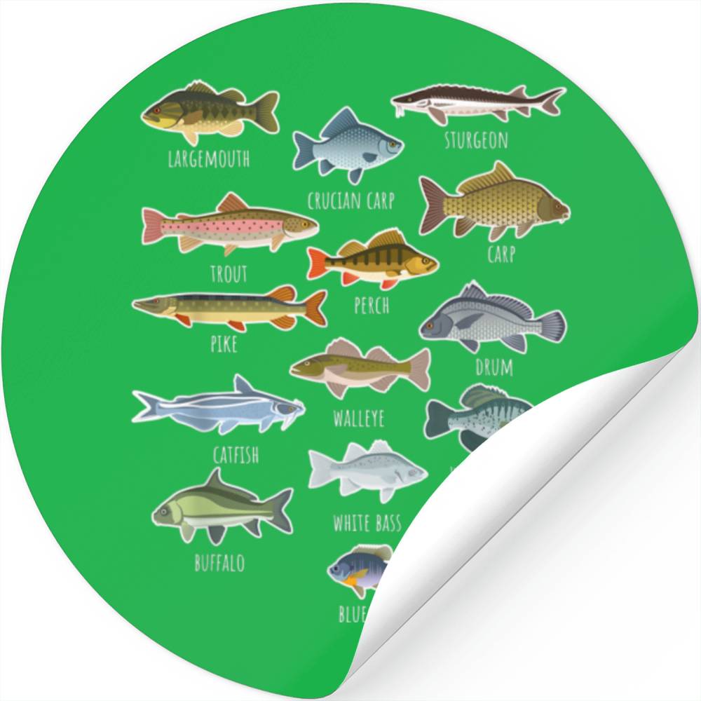 Types Of Freshwater Fish Species Fishing Stickers
