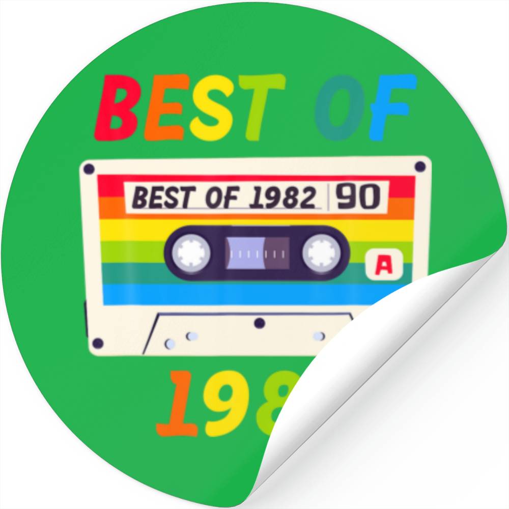 Best Of 1982 Retro Vintage Music Cassette 40Th Bir Stickers