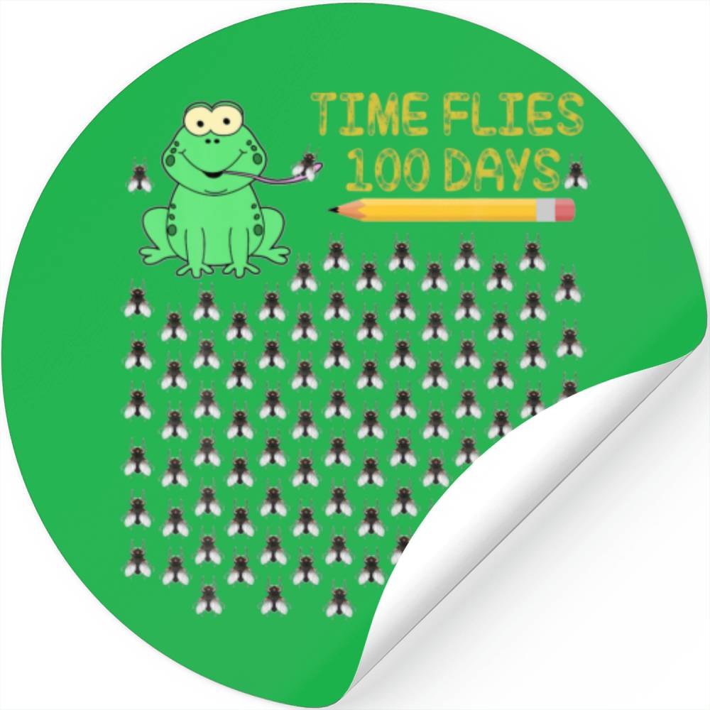 Frog Fly 100 Days Of School Time Flies Teacher Stickers