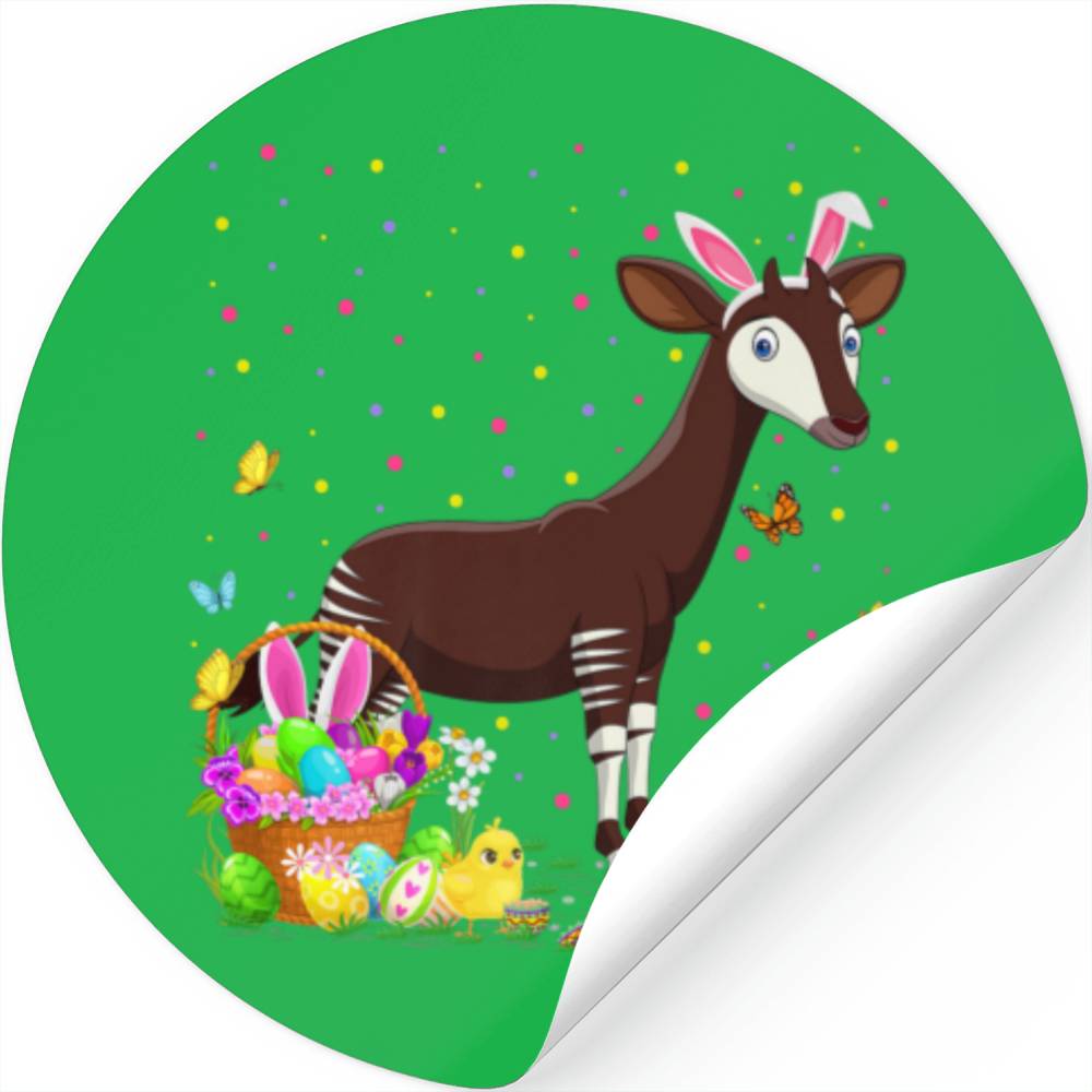 Easter Okapi Bunny Egg Hunting Okapi Easter Sunday Stickers