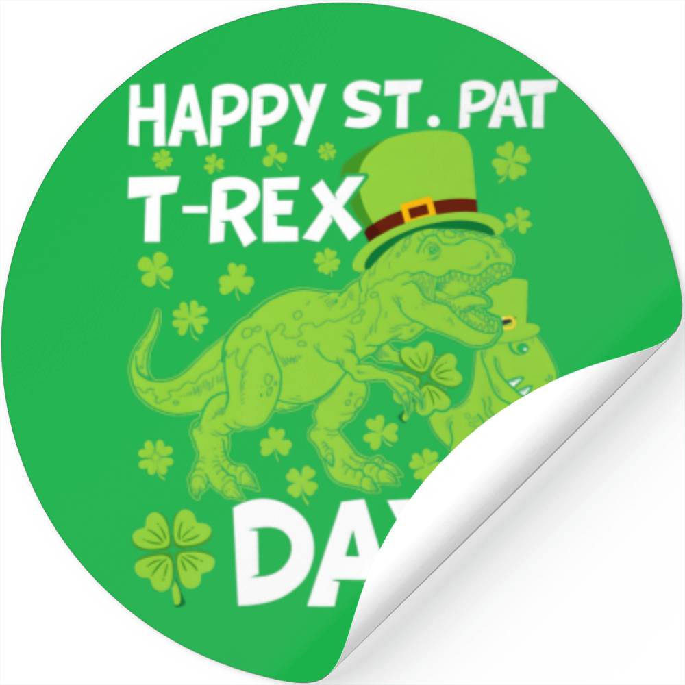 Happy St Pat Trex Day Dino St Patricks Day Kids To Stickers