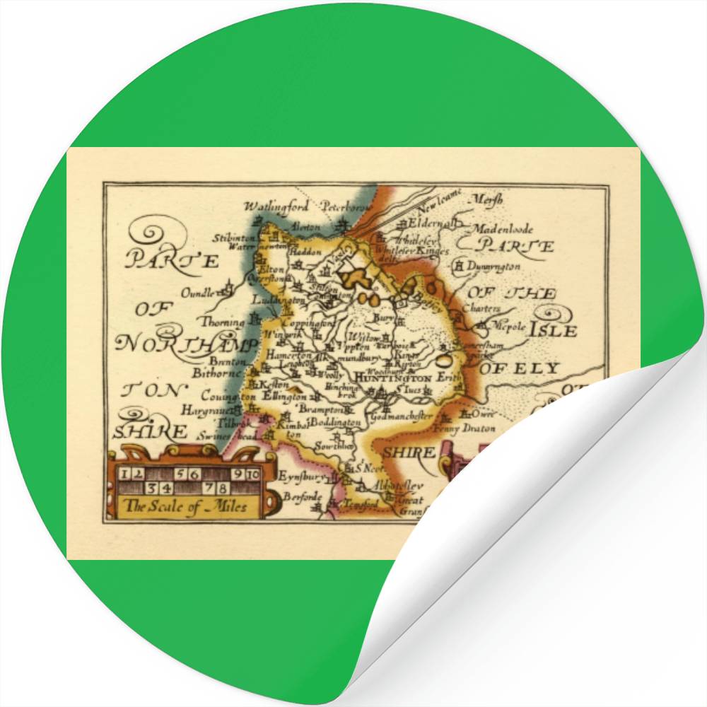 "Huntingtonshire" Huntingdonshire County Map Stickers