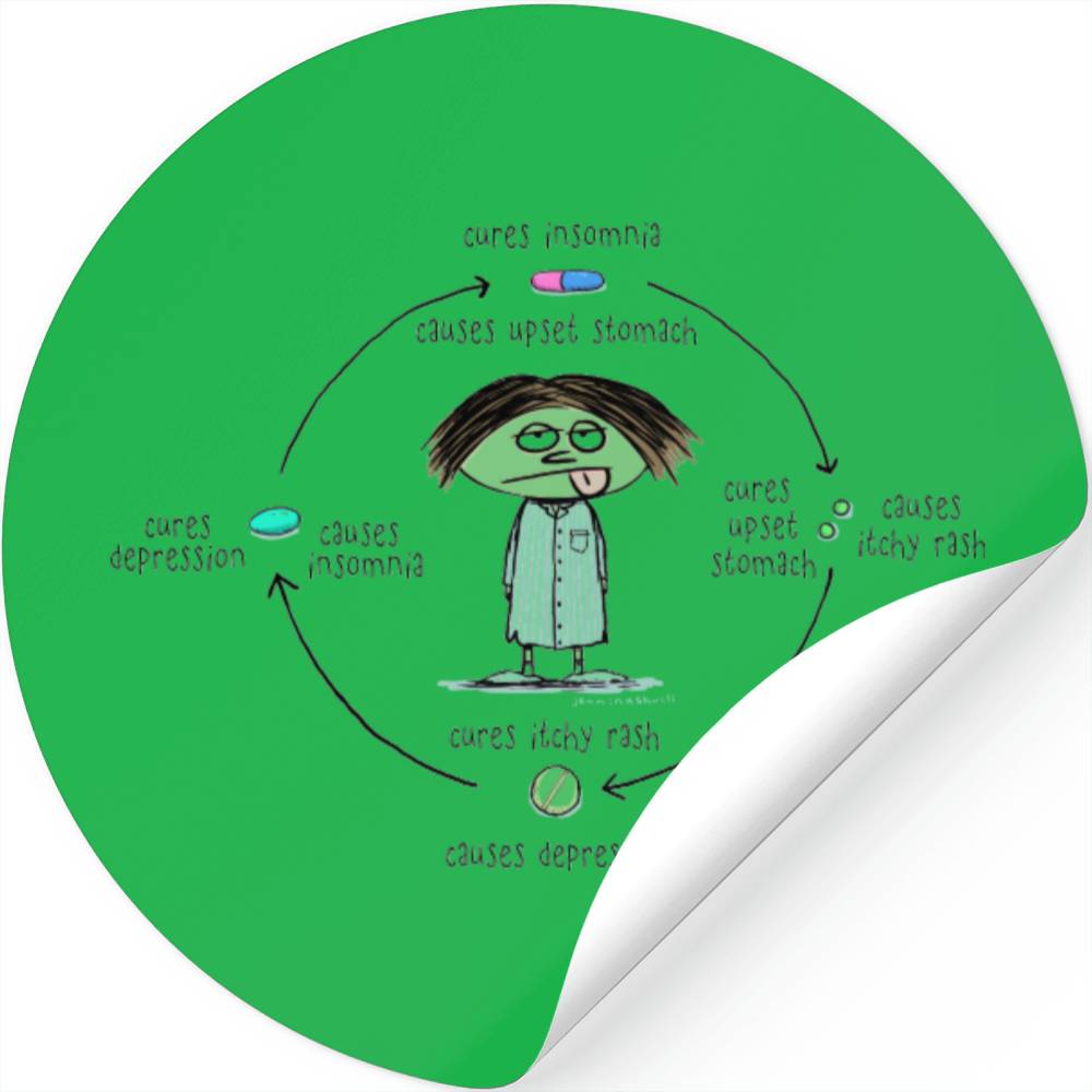 Cures And Causes | Circle Of Medication Cartoon Stickers