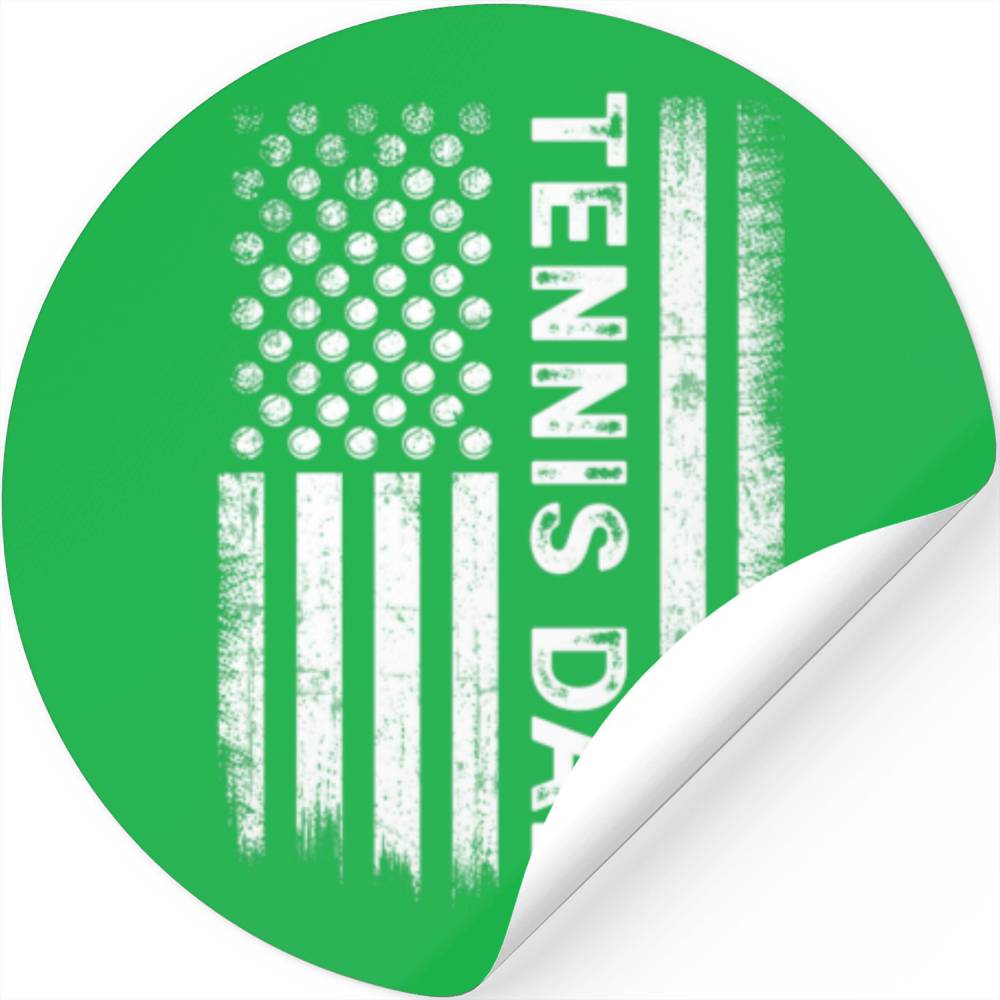 Vintage Tennis Dad USA Flag Retro Fathers Day Dadd Stickers