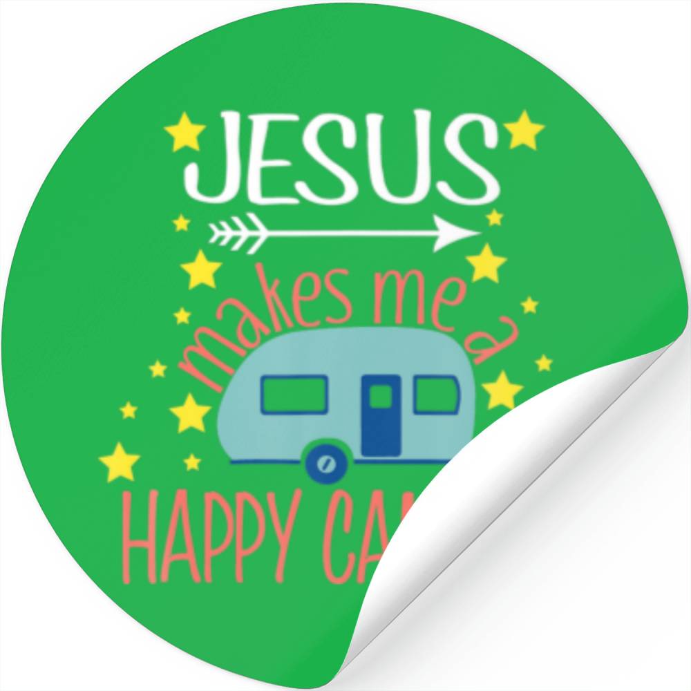 Jesus Makes Me A Happy Camper T Christian Believer Stickers