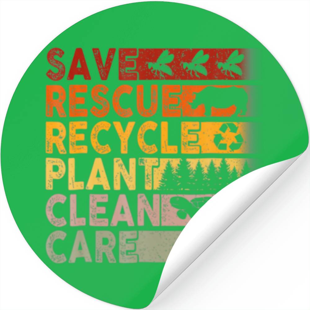 Earth Day Save Bees Rescue Animals Recycle Plastic Stickers