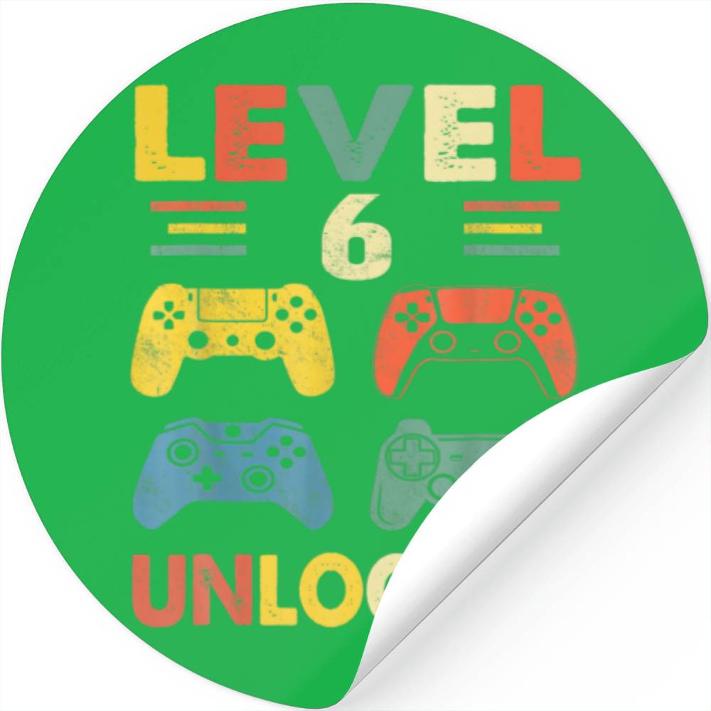 Level 6 Unlocked 6 Year Old 6Th Birthday Funny Vid Stickers