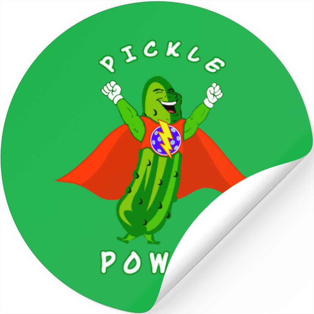 Pickleball Pickle Power Super Hero Polo Stickers