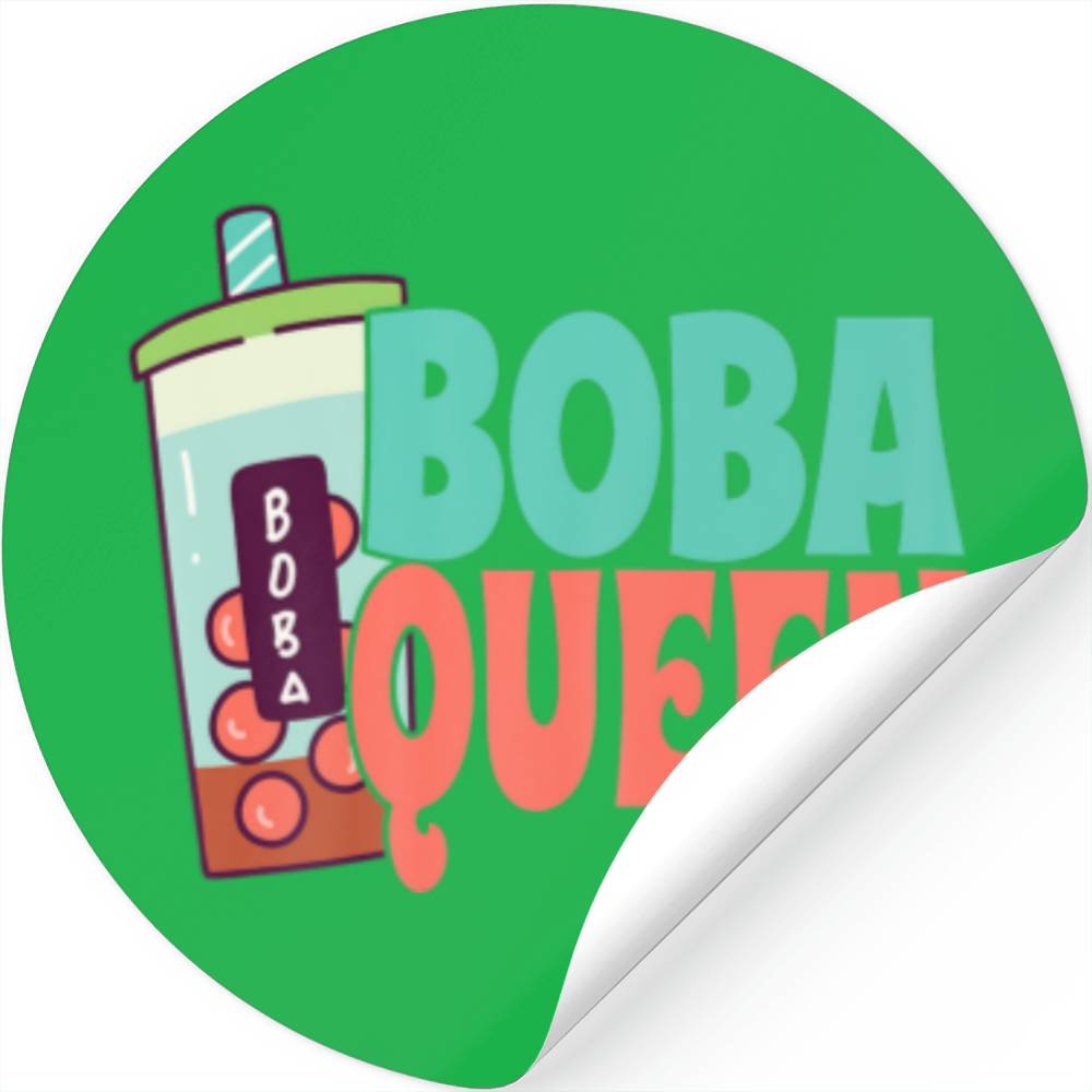 Womens Retro Boba Queen Bubble Tea Boba Lovers Mil Stickers